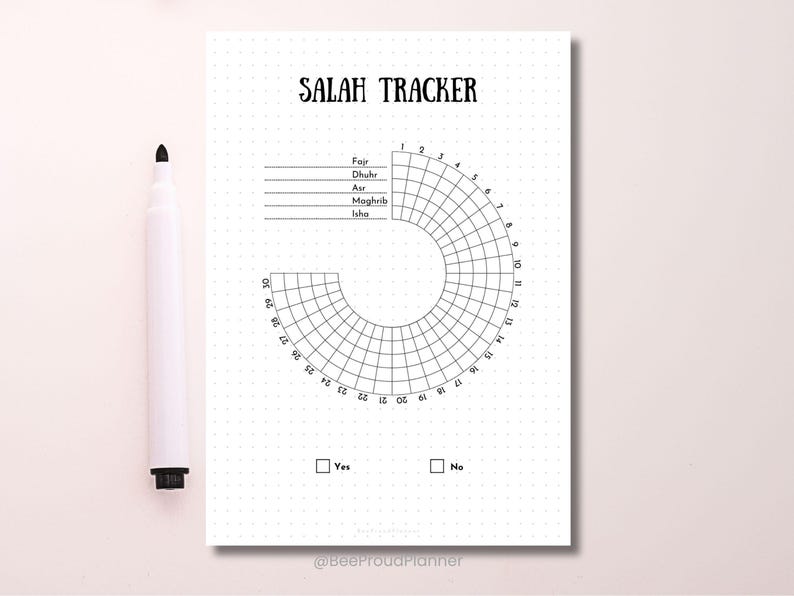 Salah Tracker, Shalat Prayer Log, Ramadan Planner, Salah Progress ...