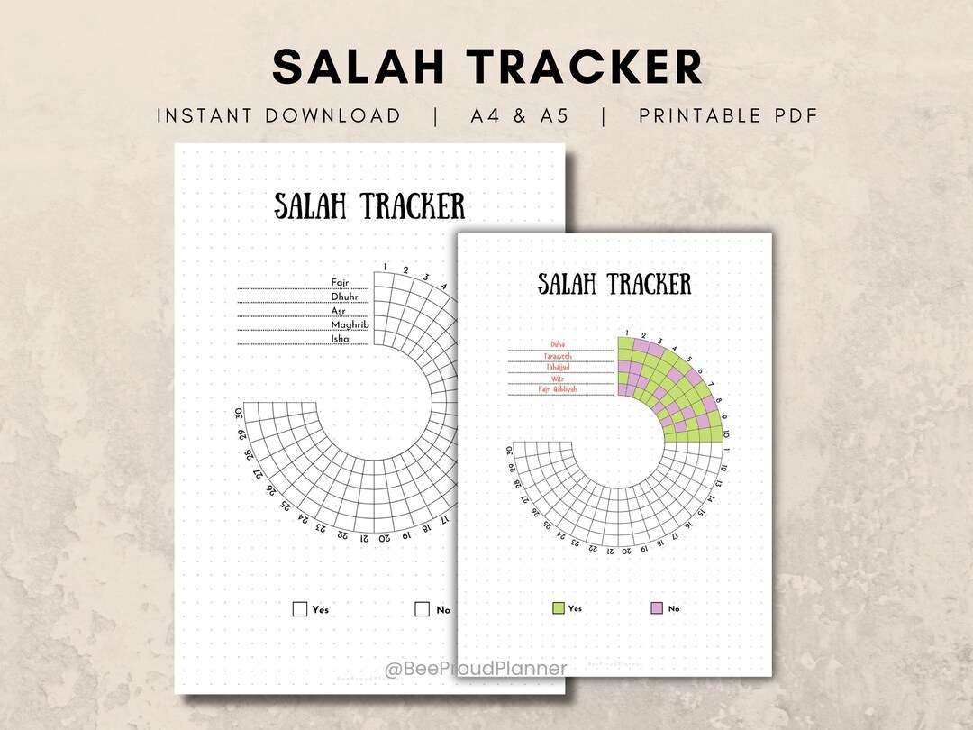 Salah Tracker, Shalat Prayer Log, Ramadan Planner, Salah Progress ...