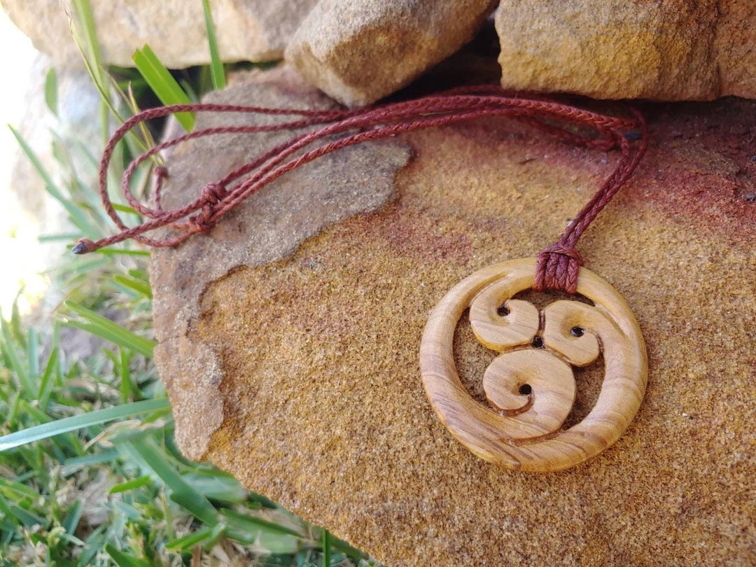 Waves, Hand Carved Pendant Made From Spruce - Etsy