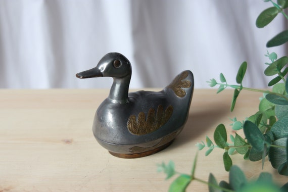 Pewter and brass duck box for jewellery, Made in Chin… - Gem