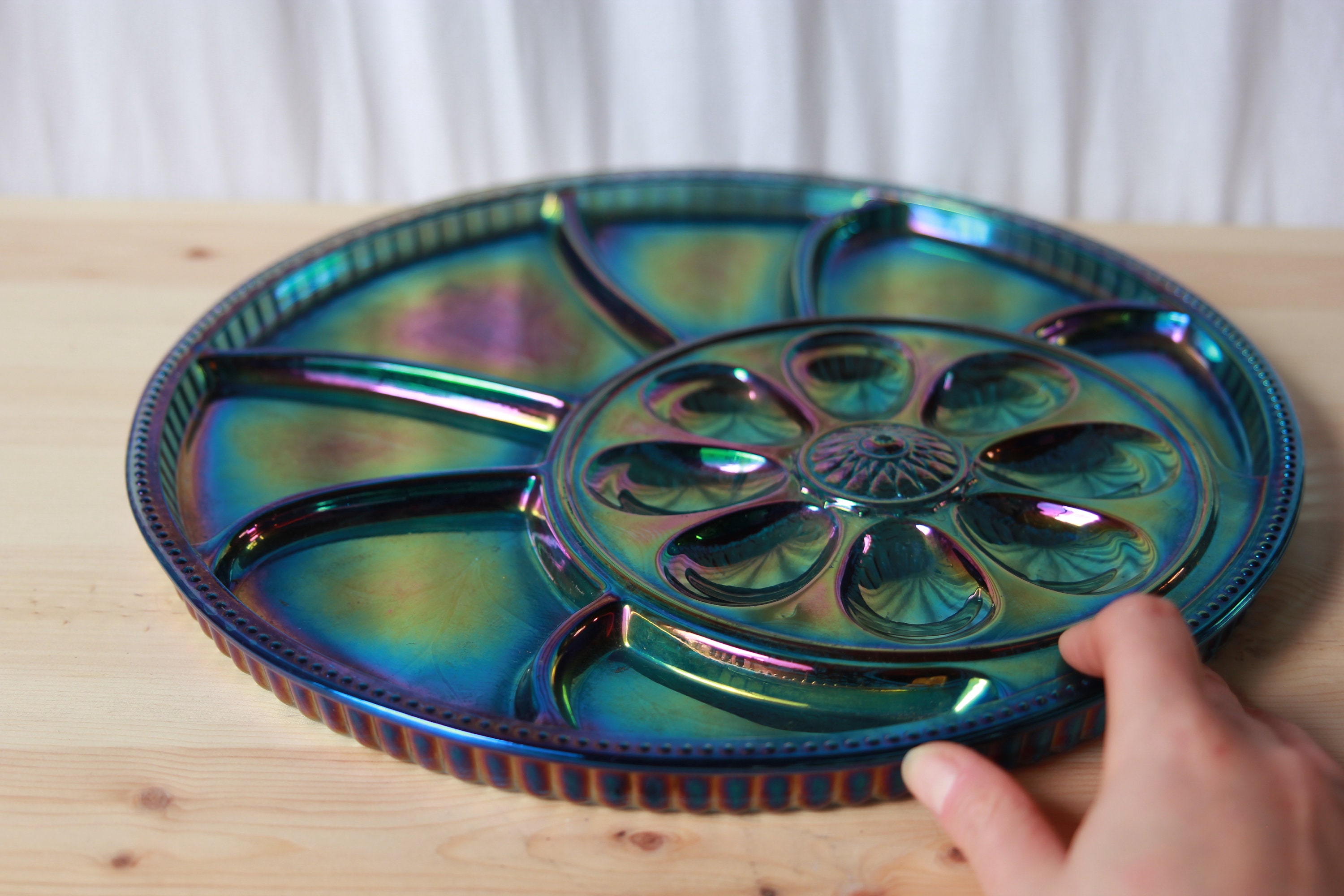 Vintage Iridescent Carnival Glass Tray, Indiana Glass Co, Hors D ...