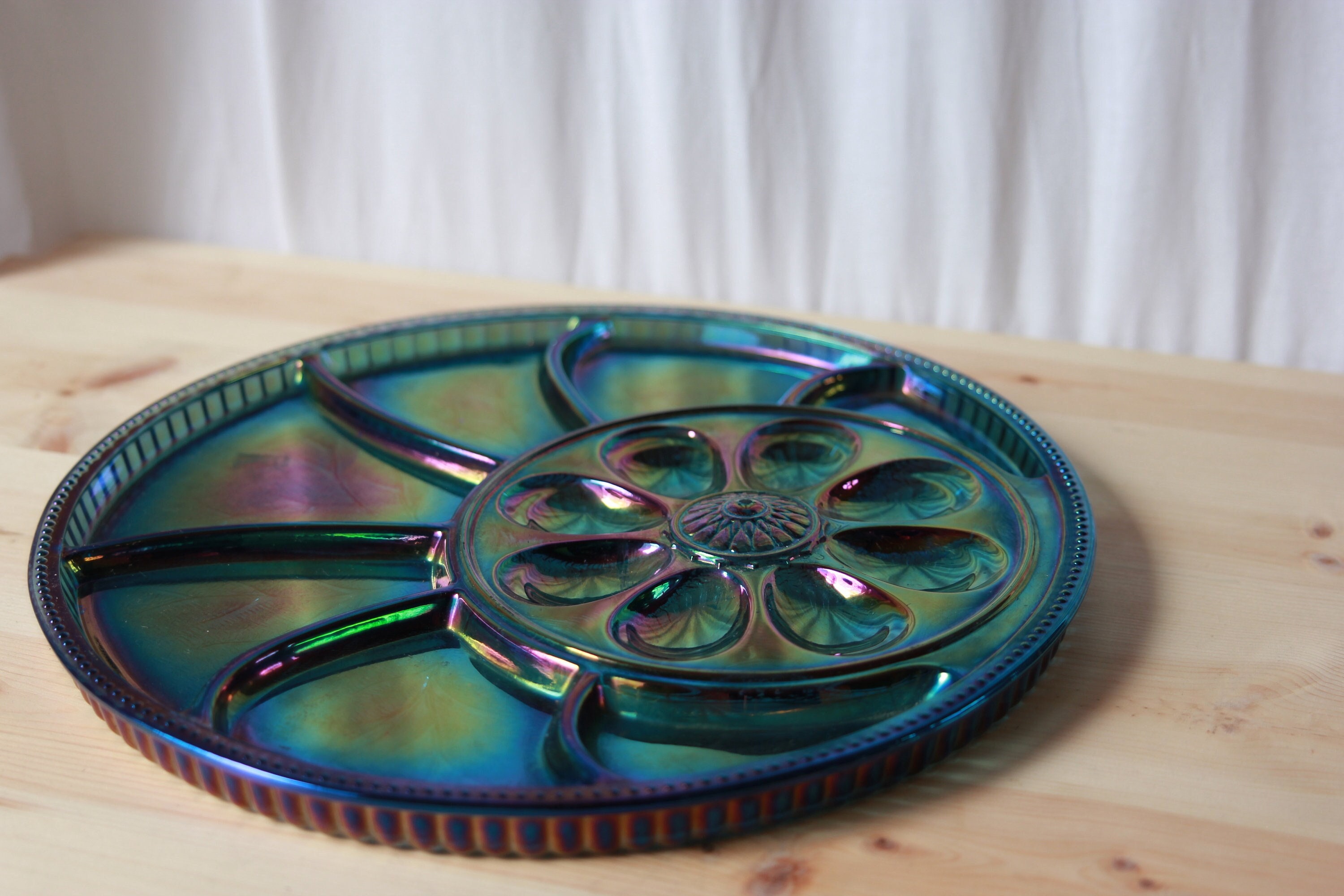 Vintage Iridescent Carnival Glass Tray, Indiana Glass Co, Hors D ...