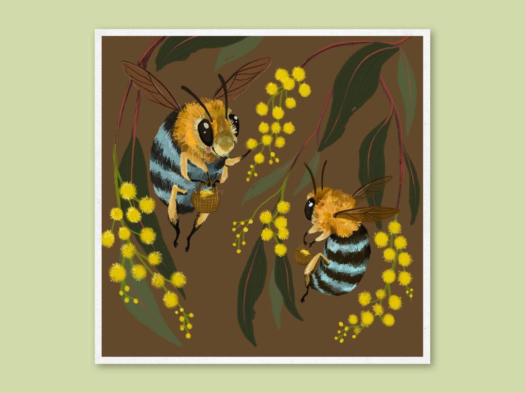 Art Print - Blue-banded Bees - Nature Illustration, Wall Art - Etsy