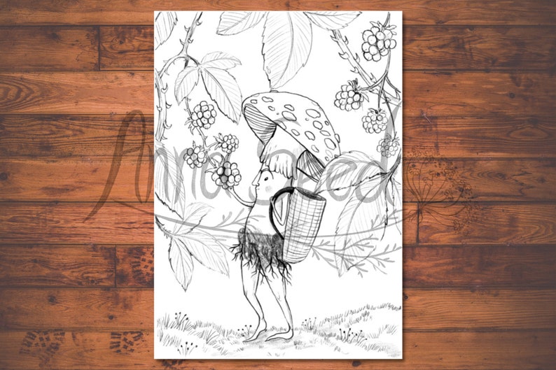 Printable Colouring Page Foraging DIGITAL DOWNLOAD - Etsy
