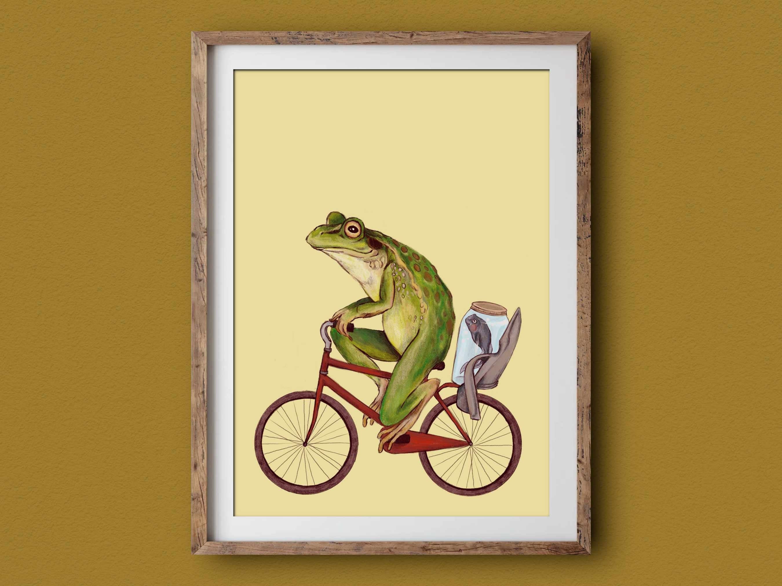Art Print Bicycle Frog. Fun Illustration Wall Art - Etsy
