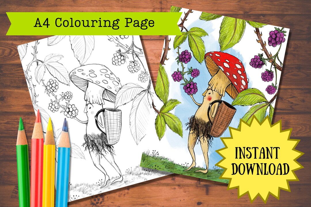 Printable Colouring Page Foraging DIGITAL DOWNLOAD - Etsy