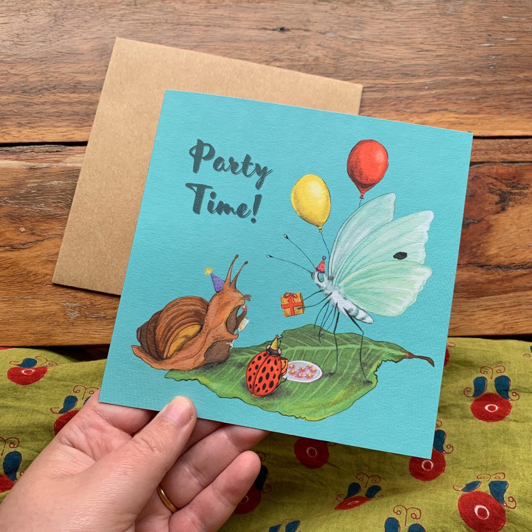 Occasion Card - Party Time! Cute Bug Illustration - Etsy