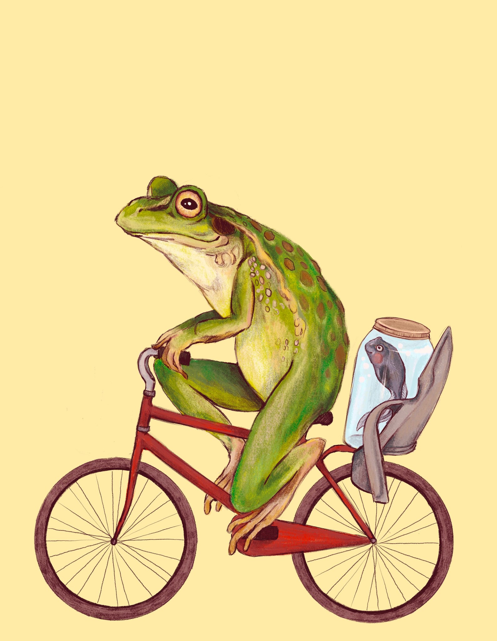Art Print Bicycle Frog. Fun illustration wall art | Etsy