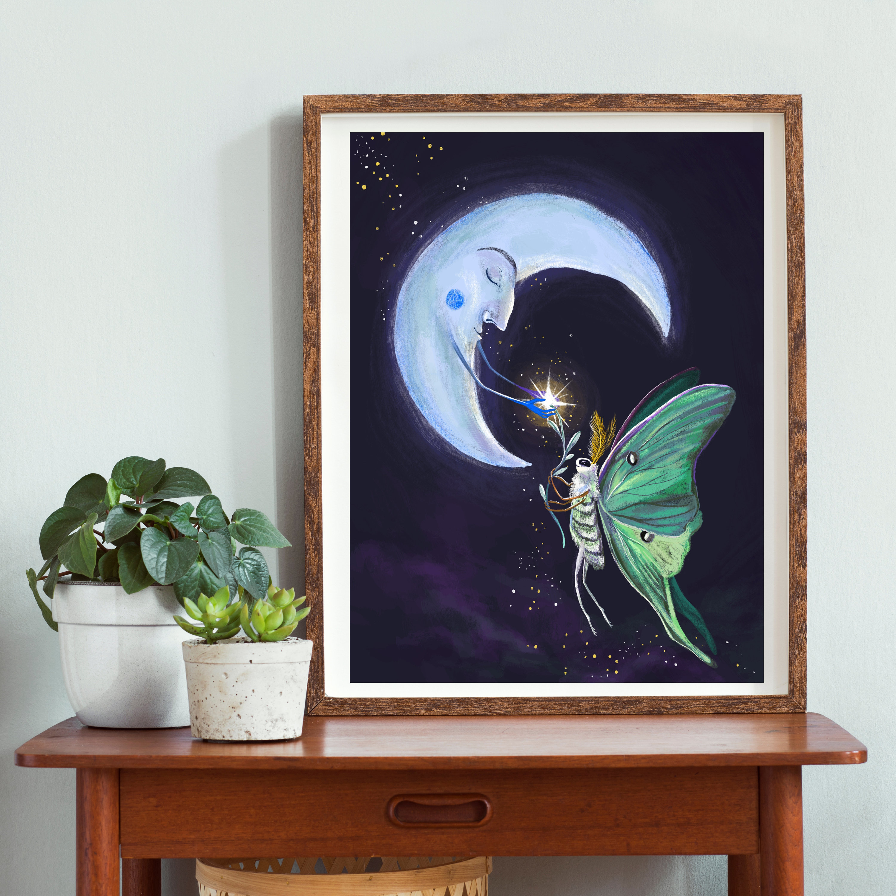 Art Print Luna Moth. Fantasy nature illustration wall art | Etsy