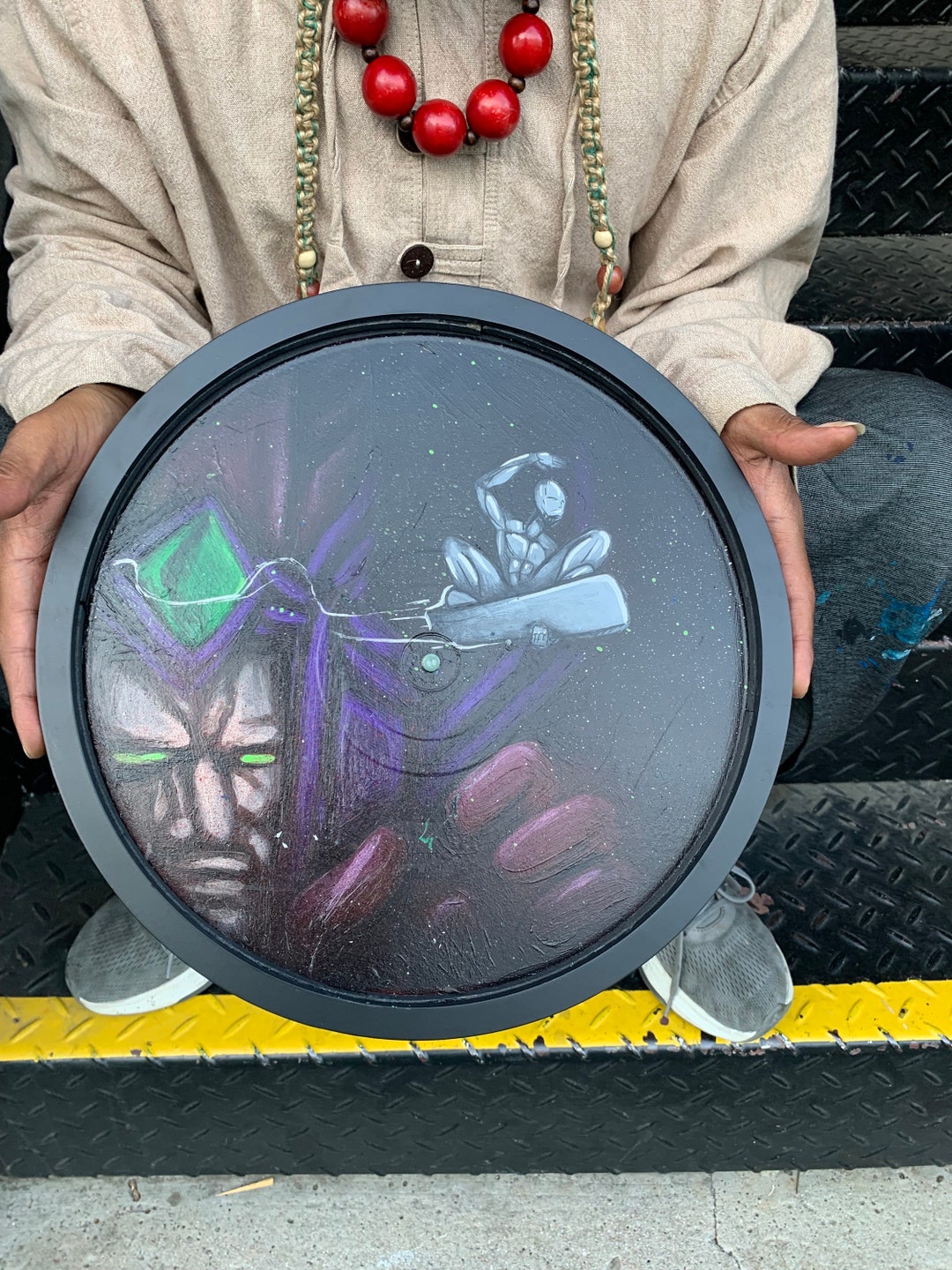 Wizard Surfer Silver Surfer Inspired Painting Recycled Art - Etsy