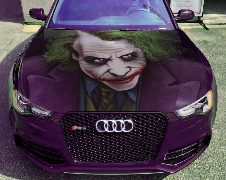 Vinyl Car Hood Wrap Full Color Graphics Decal The Joker Dark Etsy