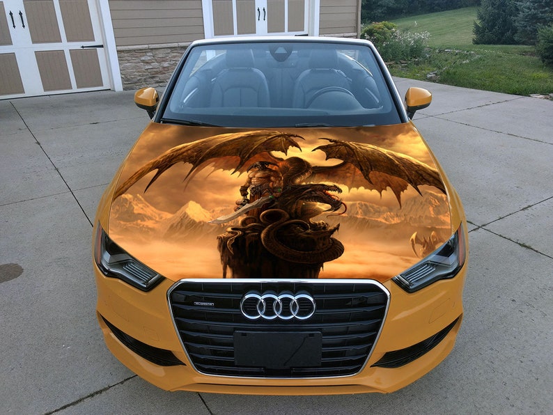 Vinyl Car Hood Wrap Full Color Graphics Decal Fantasy Dragon Etsy