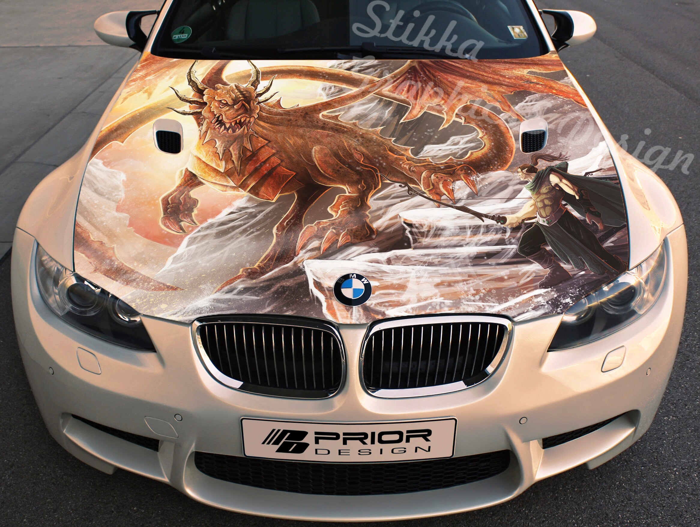 Vinyl Car Hood Wrap Full Color Graphics Decal Dragon Elf Etsy