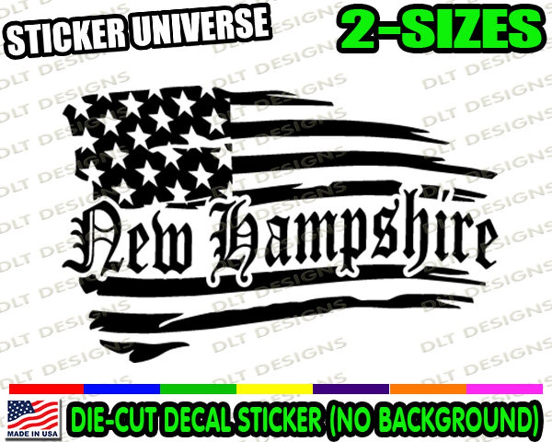 New Hampshire Distressed Flag State Car Window Decal Bumper Sticker ...