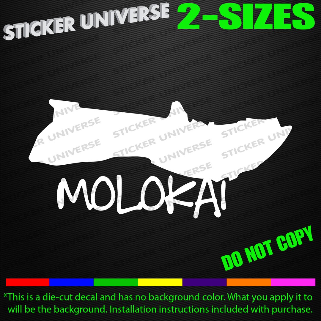 Molokai Island Car Window Decal Bumper Sticker Tropical Hawaii Hibiscus ...