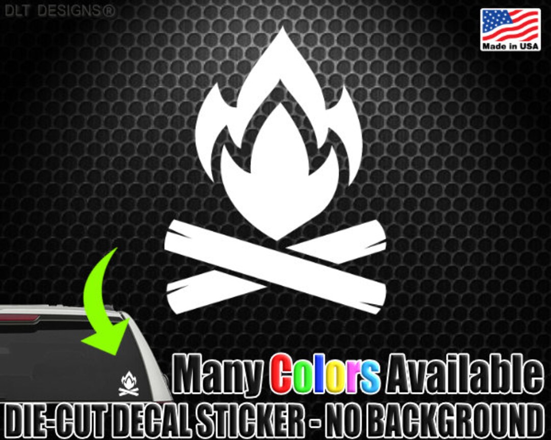 Campfire Logs Car Window Decal Bumper Sticker Camping Symbol Fire ...