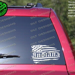 Indiana Distressed Flag State Car Window Decal Bumper Sticker IN ...