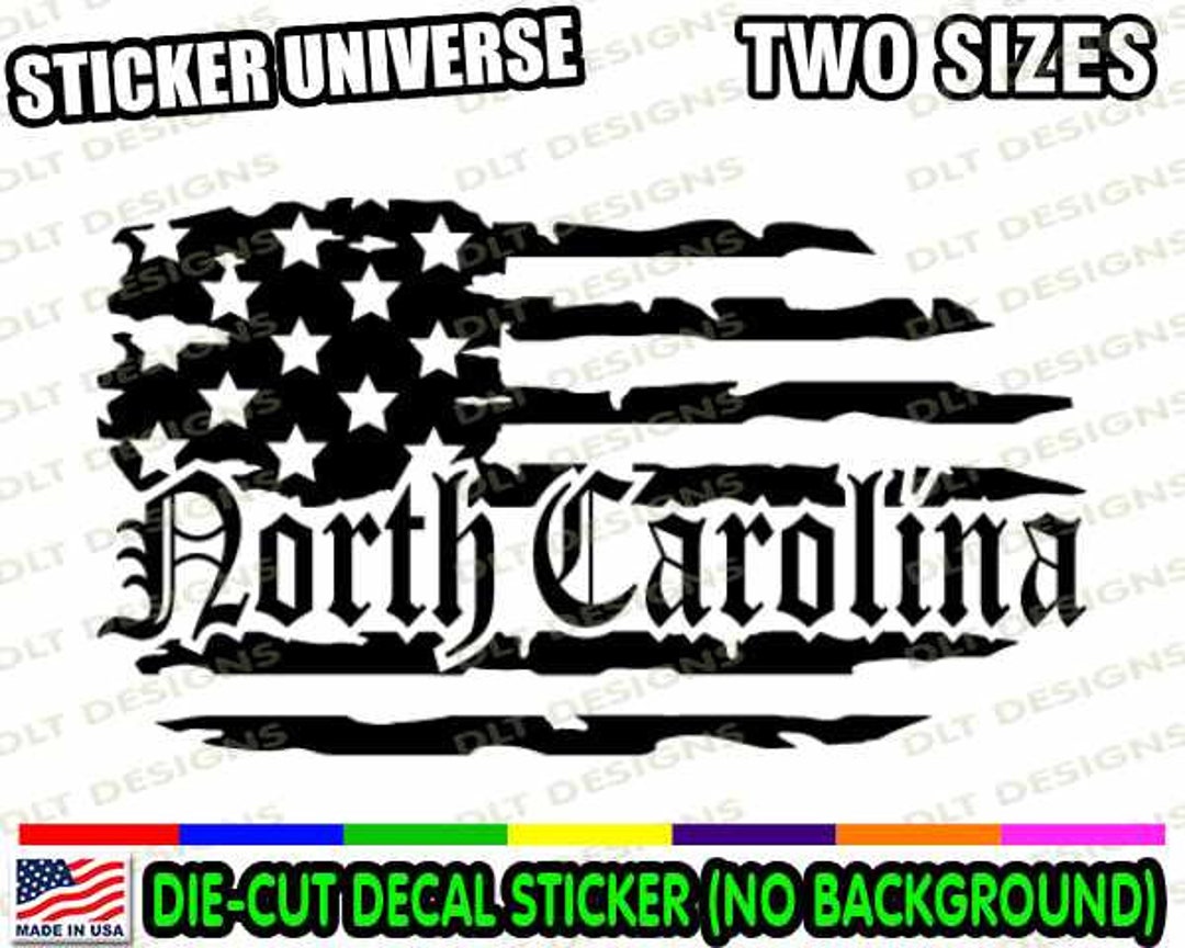 North Carolina Distressed U.S. Flag Car Truck Window Decal Bumper ...