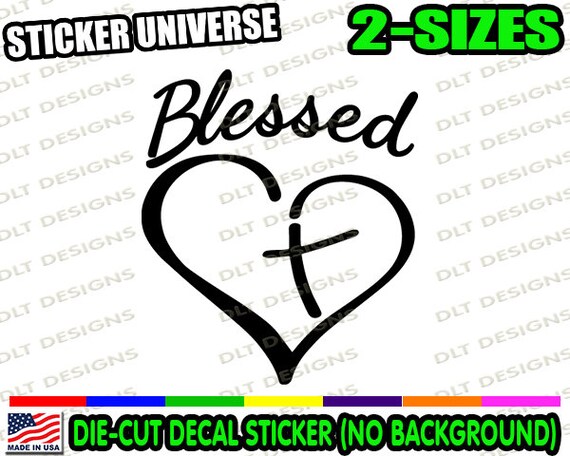 Blessed Heart & Cross Beautiful Car Window Decal Bumper | Etsy