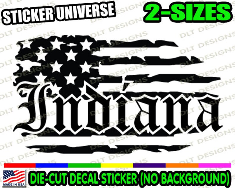 INDIANA Distressed U.S. Flag Car Truck Window Decal Bumper | Etsy