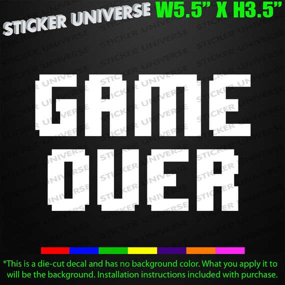 GAME OVER Funny Car Window Decal Bumper Sticker Video Game - Etsy