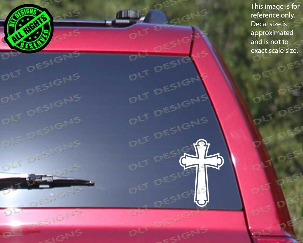 Christian Budded Cross Car Window Decal Bumper Sticker Faith | Etsy