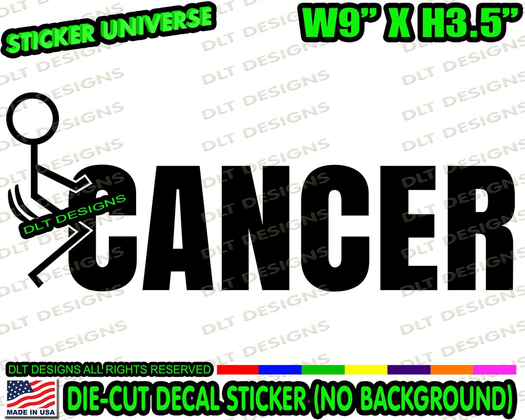 Fck Cancer Funny Stick Man Car Window Decal Bumper Sticker Cancer ...