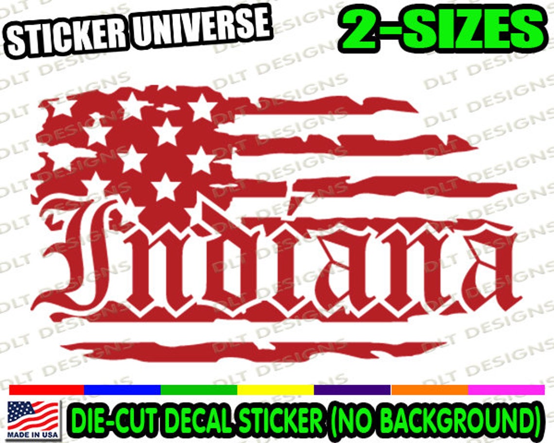 INDIANA Distressed U.S. Flag Car Truck Window Decal Bumper | Etsy