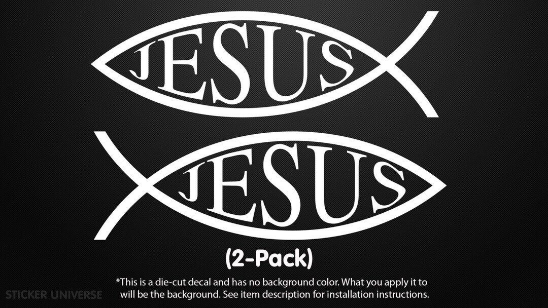 2-pack - JESUS FISH Symbol Die Cut Vinyl Decal Sticker 2"x6.5" Faith ...