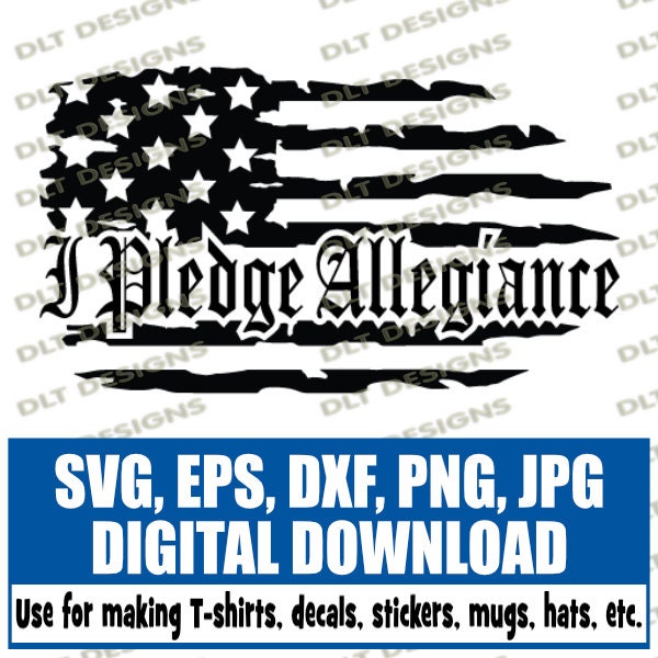 Tattered Flag With Pledge Dxf - Etsy