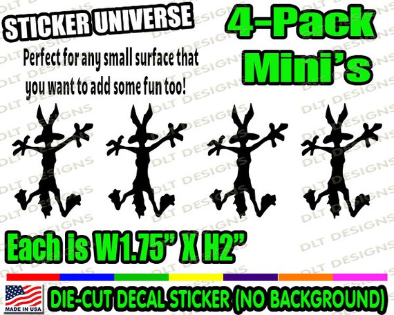 Coyote Cartoon Splat 4-PK Mini Small Decal Stickers Funny | Etsy
