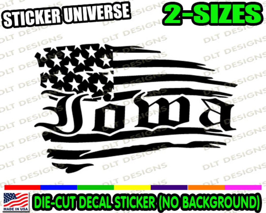 Iowa Distressed Flag State Car Window Decal Bumper Sticker USA ...