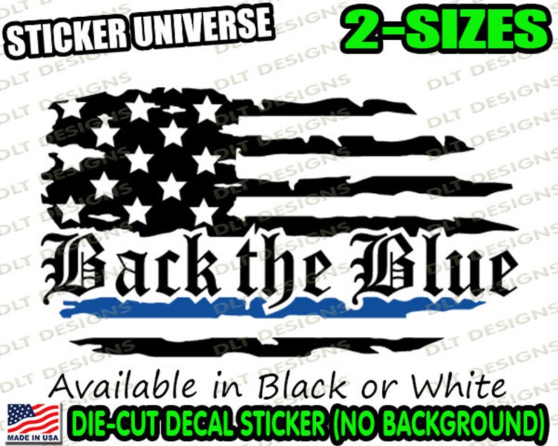 BACK THE BLUE Distressed Blue Line Stripe Flag V2 Window Decal - Etsy