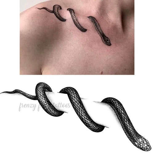 Snake Collarbone Temporary Tattoo. Halloween Tattoos Spooky - Etsy