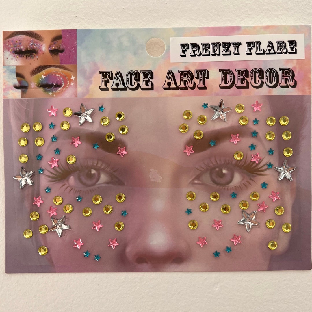 Face Crystals for Costume, Carnival or Festivals. Pink, Yellow, Blue ...