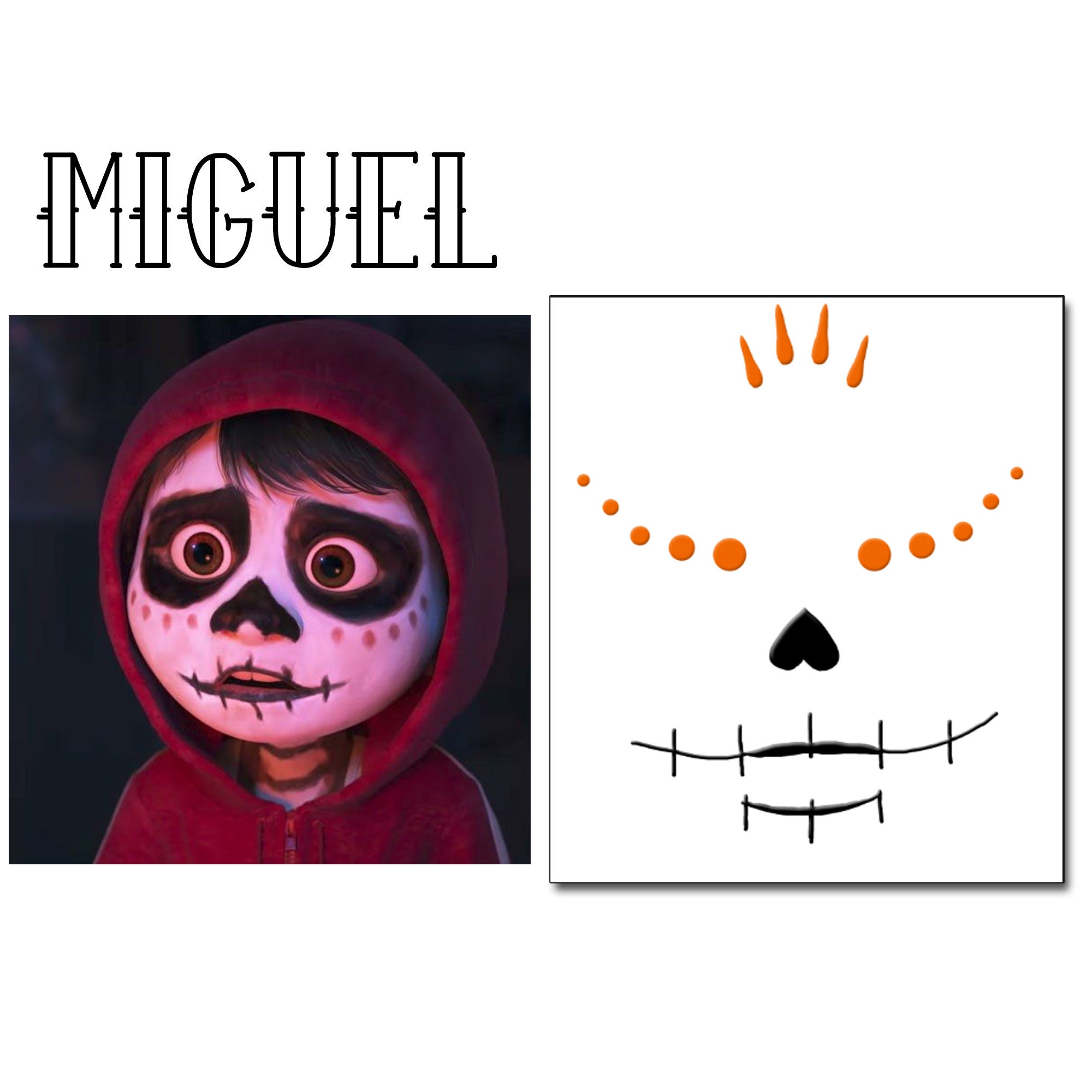 Miguel Face Temporary Tattoos for Coco Movie Cosplayers. 2 Copies - Etsy