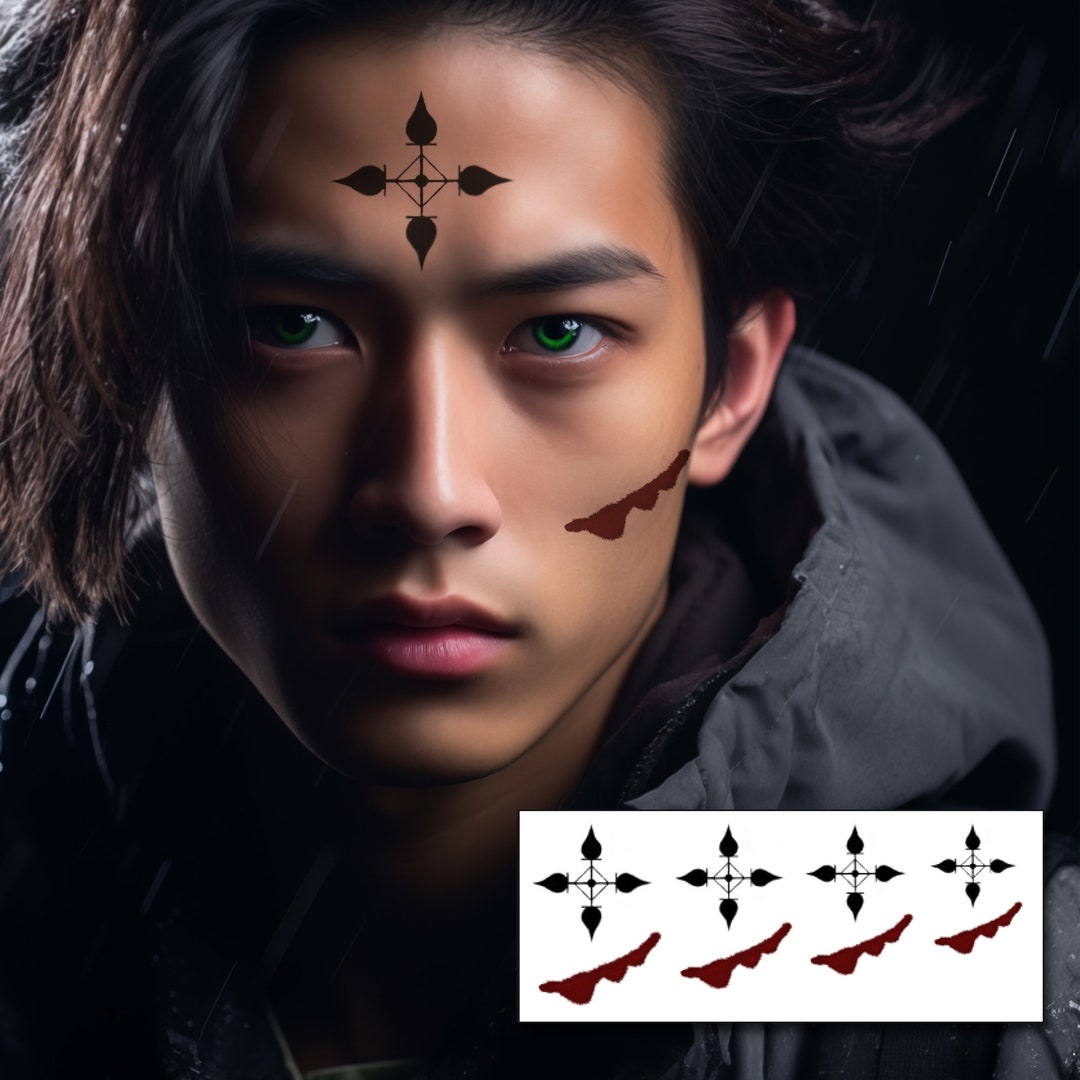 Chrollo Phantom Troupe Face Temporary Tattoos for Cosplayers, Forehead ...