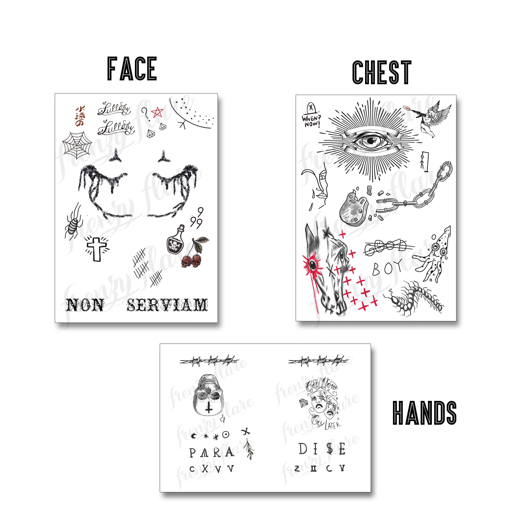 Eric Draven the Crow 2024 Temporary Tattoos for Cosplayers, Halloween ...