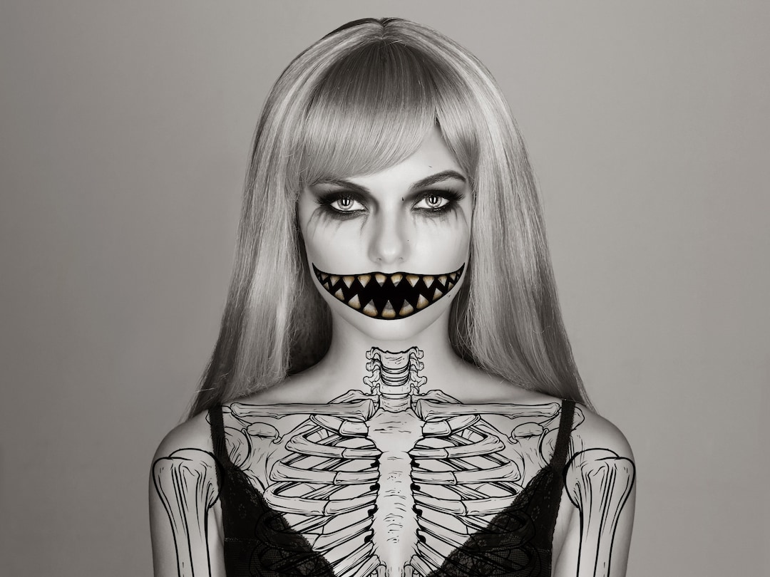 Skeleton Temporary Tattoos and Big Mouth Moster Temporary Tattoo. Rib ...