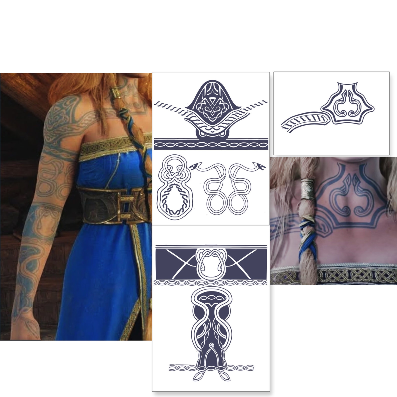 Sif GOW Temporary Tattoos for Cosplayers. Full Sleeve and Chest Tattoos ...