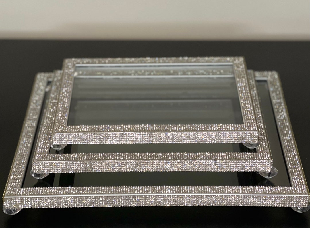 Sparkling Glam Rhinestone Decorative Tray - Luxurious Crystal ...