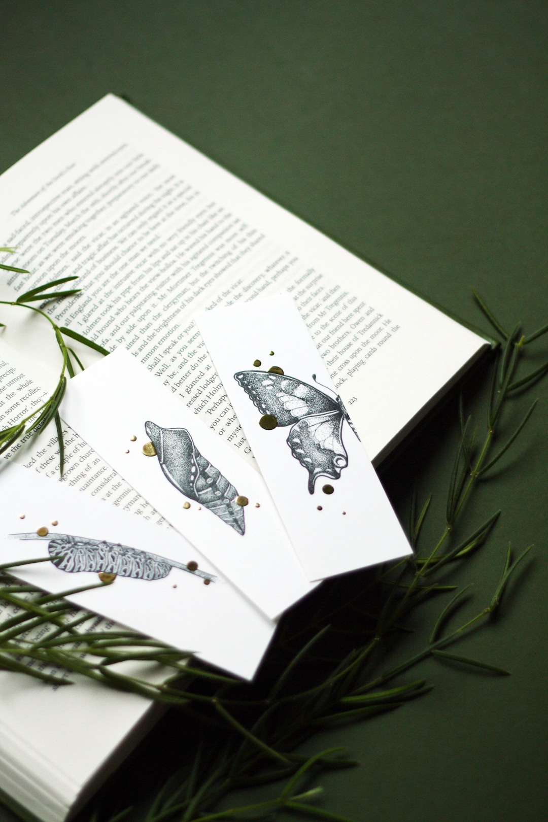Single or Set Bookmarks With Gold Foil– Life Cycle Butterfly Papilio ...