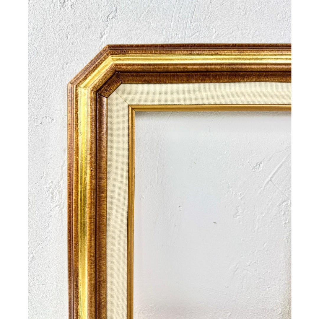 Vintage Mid-century Gold Gilt Wood Picture Frame With Linen Liner Fits ...