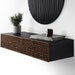 Walnut and Black Floating Console With 1 Carved Drawer, Corridor Shelf ...