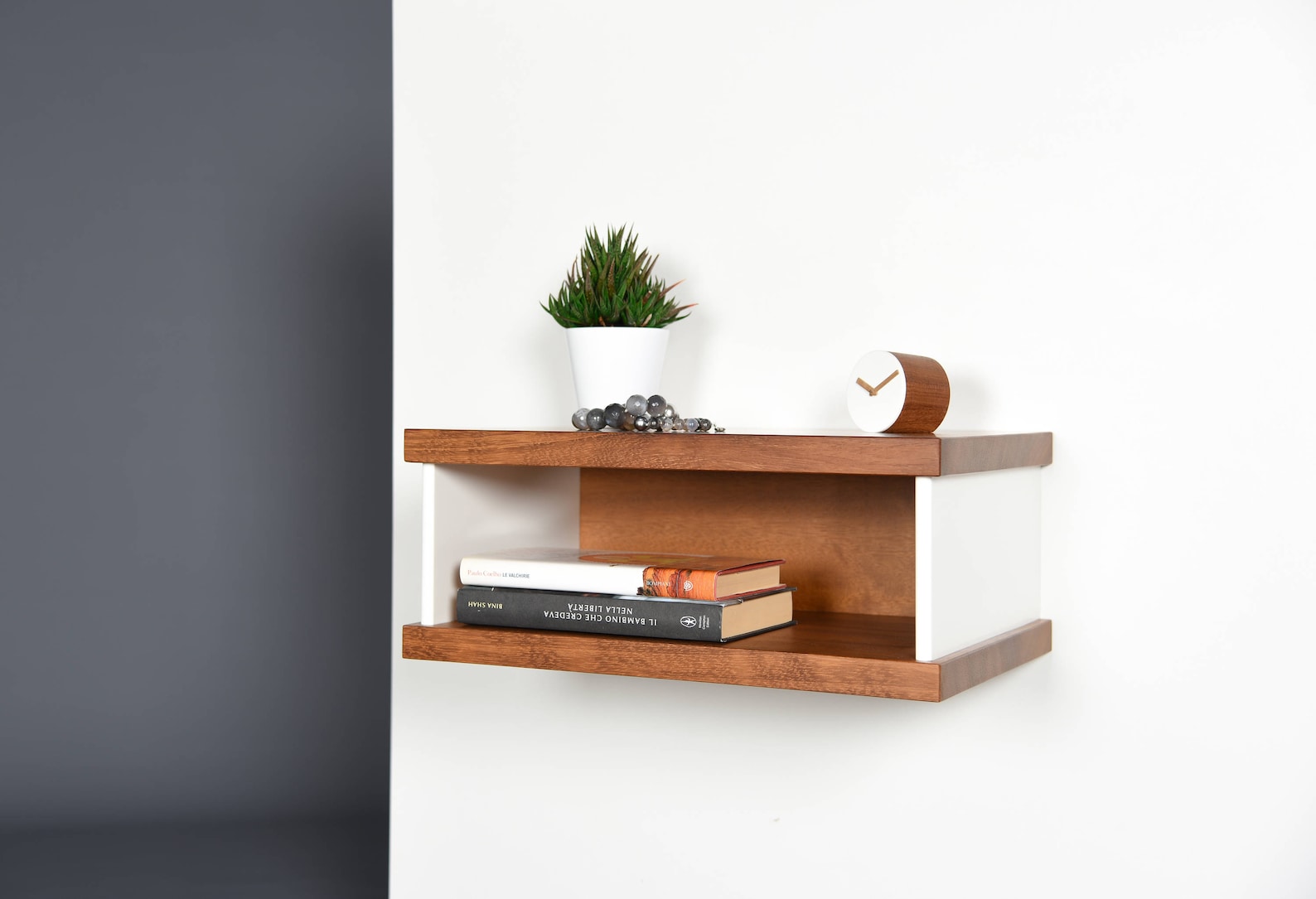 Modern Floating Bedside Table in Iroko and Corian / Entryway Suspended ...
