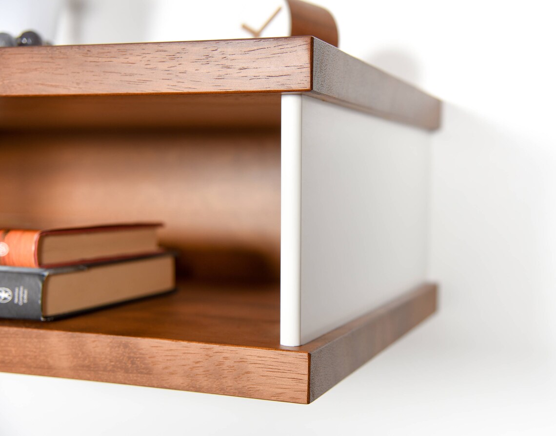 Modern Floating Bedside Table in Iroko and Corian / Entryway - Etsy