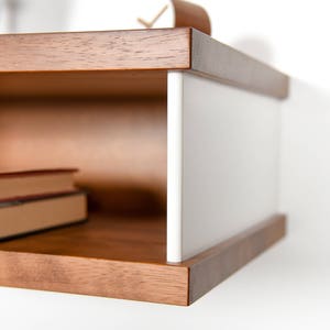 Modern Floating Bedside Table in Iroko and Corian / Entryway Suspended ...