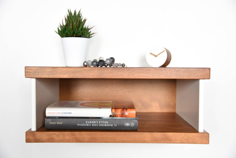Modern Floating Bedside Table in Iroko and Corian / Entryway - Etsy