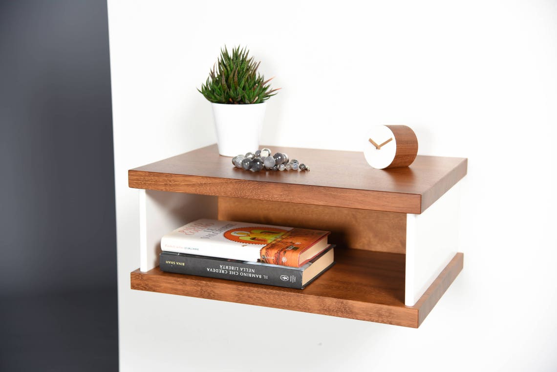 Modern Floating Bedside Table in Iroko and Corian / Entryway - Etsy