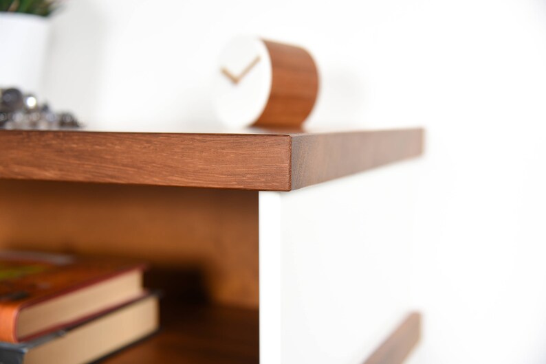 Modern Floating Bedside Table in Iroko and Corian / Entryway Suspended ...
